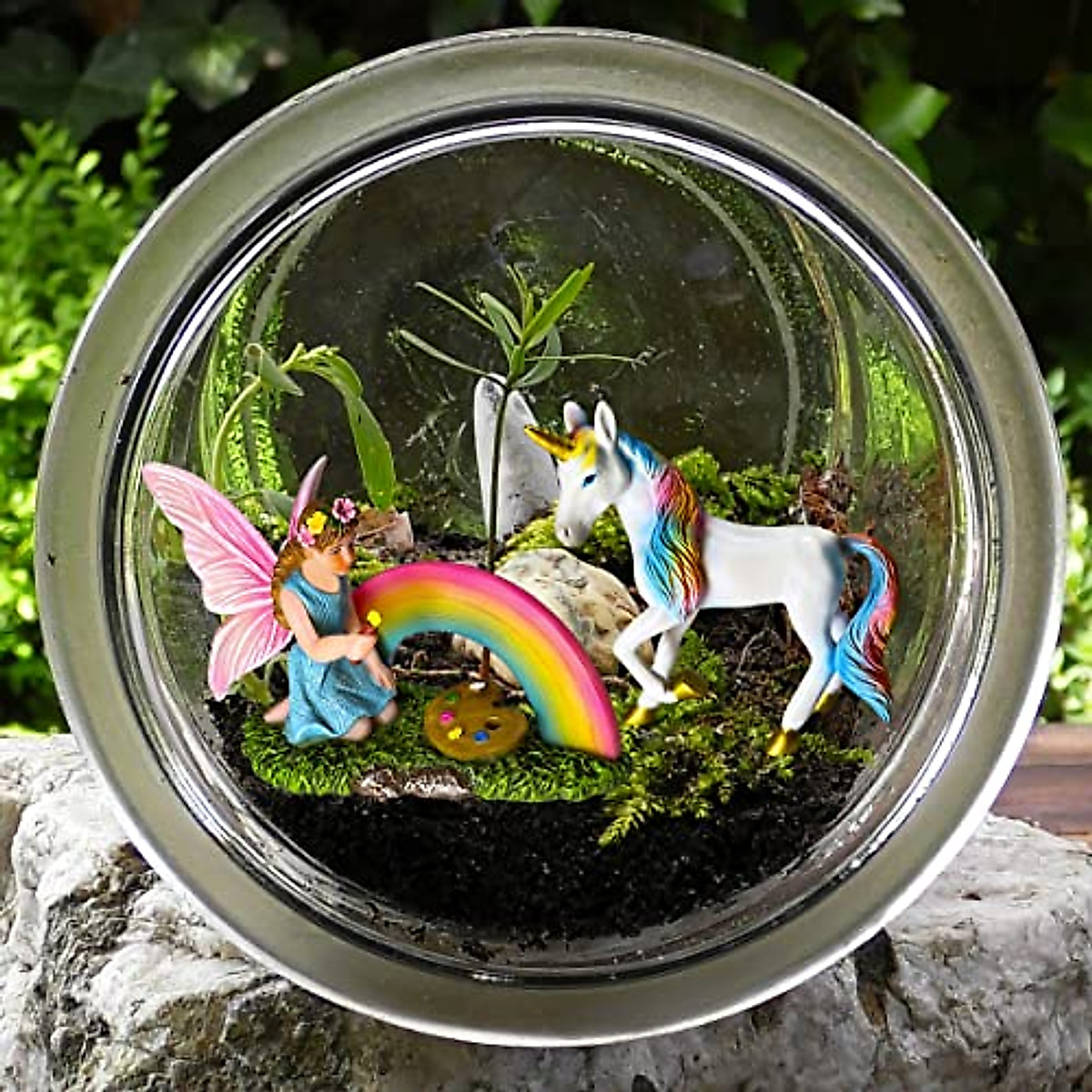Mood Lab Fairy Garden - Unicorn Rainbow Set of 2 pcs - Miniature Figurines & Accessories Kit