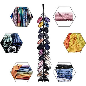 Legging Storage Bag Storage Hanger Can Holds 24 Leggings or T-shirt Shirts Jeans Compartment Storage Hanger, Foldable Leggings Organizer Clothes Portable Closets Roll Holder (Black)
