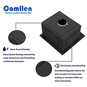 Comllen 15 x 17 inch Black Bar Sink Undermount，Black Stainless Steel Wet Bar Prep Sink Small Kitchen Sink Single Bowl RV Sink with Bottom Grid and Strainer-KYL001B