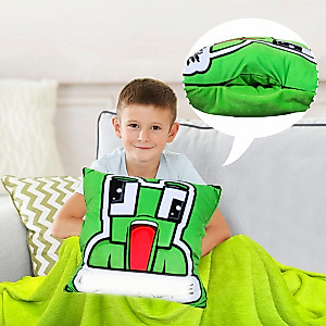 ZOSVNSV Cartoon Blanket and Pillow Set, Lightweight Flannel Pillow with Hand Warmer Design, for Birthday, Holiday