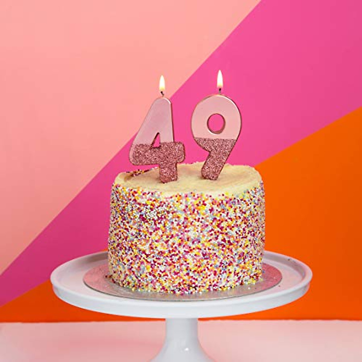 Rose Gold Glitter Number 4 Candle | Premium Quality Cake Topper Decoration | Pretty, Sparkly for Kids, Adults, 40th Birthday Party, Anniversary, Milestone