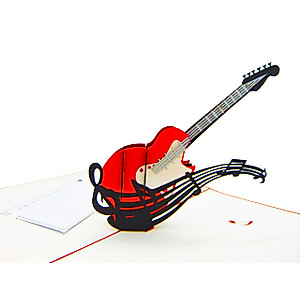 Guitar, Pop Up Card, 3D Popup Greeting Cards, for Birthday, Valentine's Day, Mothers Day, Spring, Fathers Day, Graduation, Wedding, Anniversary, Thank You, Get Well, All Occasion | 7" x 5"