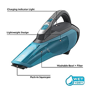 BLACK+DECKER dustbuster AdvancedClean Cordless Wet/Dry Handheld Vacuum, Titanium (HLWVA325J21)