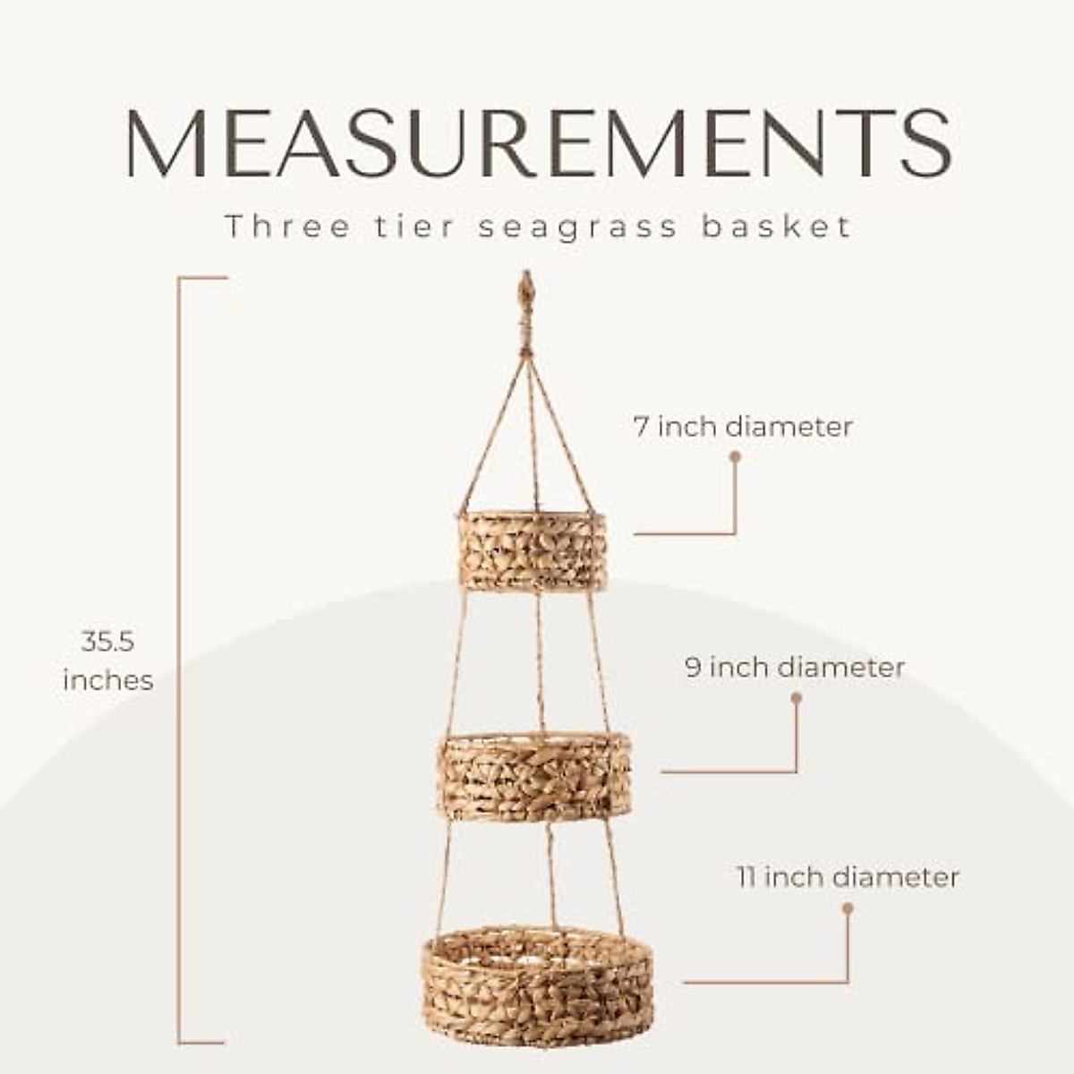Hanging Fruit Basket Handmade Woven Hanging Basket Kitchen Storage. 3-Tier Fruit Baskets for Produce. Boho Hanging Planter Baskets - Kitchen Produce Storage Eco Friendly Organizer Heavy Duty