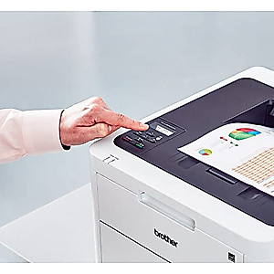 Brother HL-L3230CDWl Compact Color Laser Printer, Auto Duplex Printing, 2400 x 600 dpi, Up to 25 PPM, Wireless & Ethernet Printing, 250 Sheet Tray with Printer Cable, White
