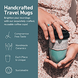 NOVA CERAMICS Travel Mug - Travel Coffee Mug – Reusable Coffee Cup Unique To Go Mug – Microwave & Dishwasher Safe Coffee Tumbler - Gifts For Women Men Him Her – 12oz - Nebula