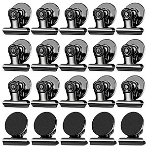 WUDIME 20 Pack Magnetic Clips Fridge Magnets Refrigerator Magnets, Black Magnet Clips for Whiteboard, Clip Magnets for Photo Displays, Home, Office,Classroom