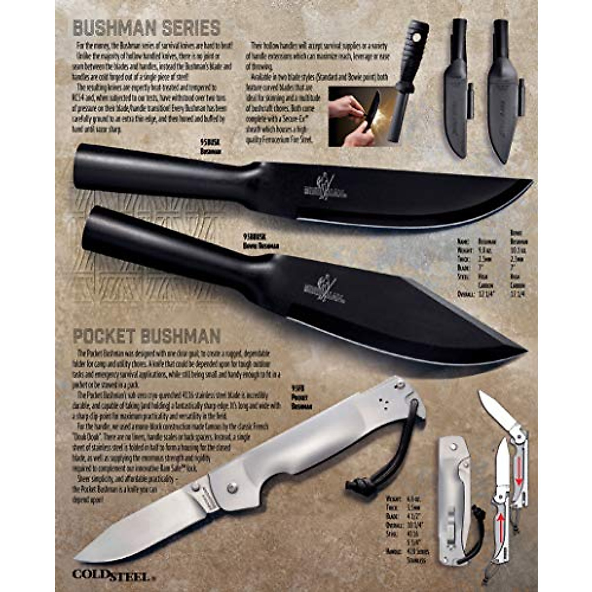 Cold Steel Bowie Bushman Fixed Blade Knife Dagger