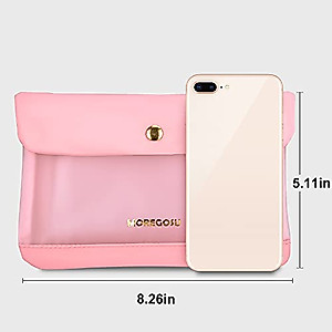 moregosu Portable Storage bag for Disposable/Reusable Face Masks, Memory cloth Case Holder Organizer for Various Masks/Card, Dust-proof, Moisture-proof Foldable Mask Storage Box (2PCS Gy&PK)