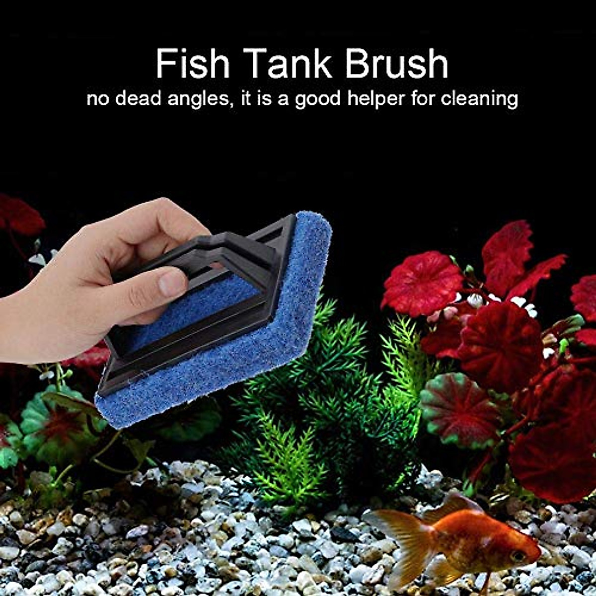 Yosoo Aquarium Fish Tank Cleaning Brush, Glass Algae Scraper Cleaner, Aquarium Cleaning Tool, Hand-held Plastic Bathroom Tile Surfaces Household Kitchen