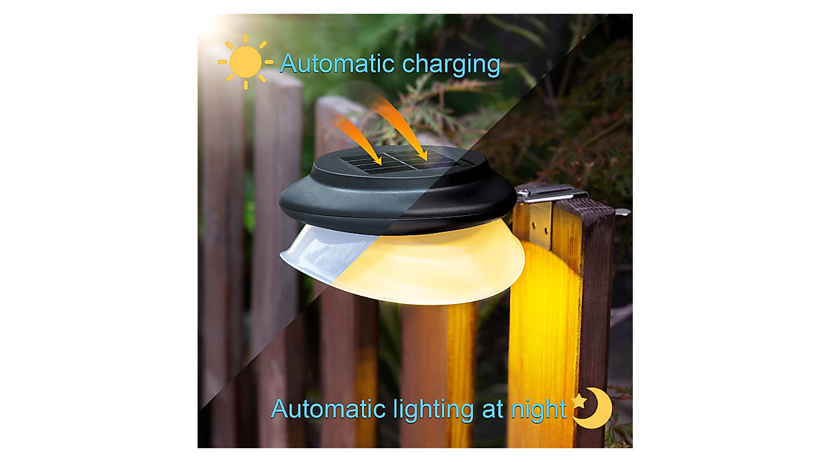 KINKAI Solar Fence Lights 6pcs - Solar Outdoor Waterproof Lights with 9 ...