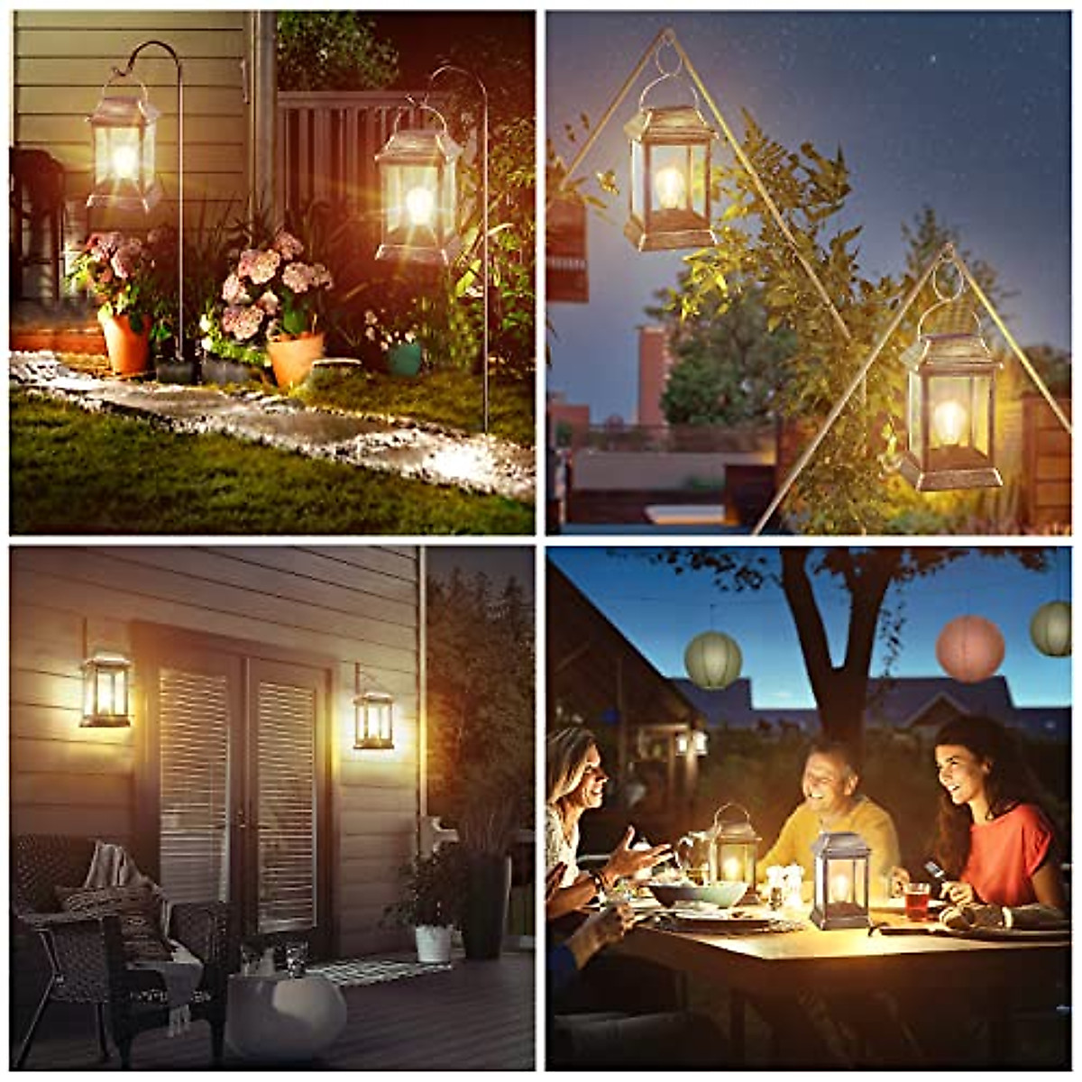 UBright Solar Lantern Solar Outdoor Lights Metal Solar Lights, Hanging Solar Lights Lanterns Outdoor Waterproof Solar Garden Lights Pathway Lights Solar Powered Lights for Patio Yard LED Bulb 2 Pack