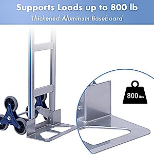 Kweetle Stair Climbing Dolly 2 in 1 Aluminum Hand Truck 800 Lbs Capacity Heavy Duty Stair Climber Dolly with 6 Wheels