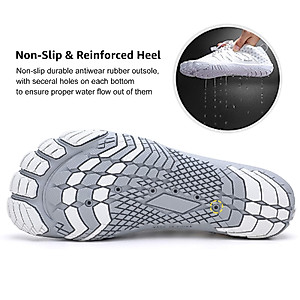 Racqua Swim Shoes Quick Dry Barefoot Water Aqua Sport Beach Surf Pool Hiking Diving Walking for Men Women Grey 15.5 W/14.5 M