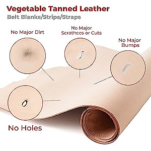 ELW Leather Blank Belt | 3-4 Oz. (1.2-1.6mm) Thickness | Size: 1-1/4"x40" (3.175x101cm) Cowhide Vegetable Tanned | Full Grain Strip, Strap | Ideal for DIY Belts for Tooling, Crafting & Stamping