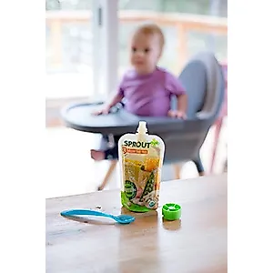Sprout Organic Baby Food, Stage 3 Pouches, Sweet Pea & White Bean Plant Powered Protein, 4 Oz Purees (Pack of 6)