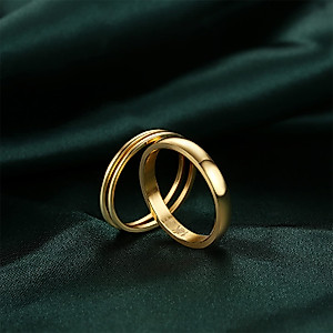 Jstyle 14K Gold Filled Rings for Women Stacking Rings Stackable Thin Gold Rings Simple Plain Pinky Thumb Statement Band Ring Comfort Fit 3Pcs 1mm 3mm Size 8