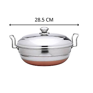 Sophronia Stainless Steel Idli Cooker Multi Kadai Steamer with Copper Bottom All-in-One Big Size 5 Plate 2 Idli | 2 Dhokla | 1 Patra | Momo's | 28.5 cm Dia