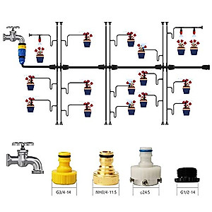 Lulu Home Irrigation System, 89 Pcs 138 FT Garden Irrigation System with Adjustable Nozzle Sprinkler Sprayer & Dripper Automatic Patio Plant Watering Kit Misting Cooling System for Greenhouse