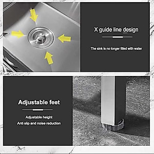 Commercial kitchen sink, household sink, vegetable basin single sink, commercial restaurant kitchen sink, washbasin, suitable for garage, restaurant, kitchen, laundry room, outdoor(55x45x80cm/21.6x17.