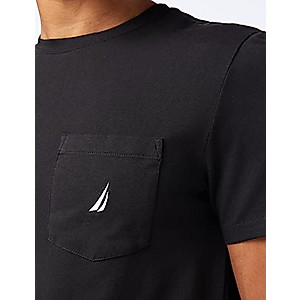 Nautica Men's Solid Crew Neck Short Sleeve Pocket T-Shirt, Black, Large