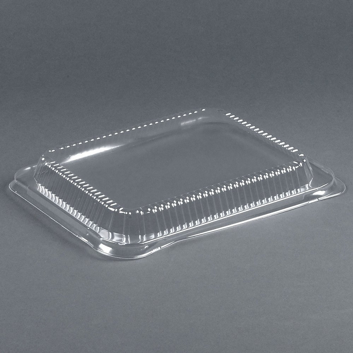 Durable Packaging Dome Lids for 12.63 x 10.5 Oblong Containers, 1.5" Half Size Steam Table Pan Lid, Low Dome, Clear, Plastic, 100/Carton