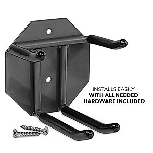 Ski Wall Mounted Rack, Holds 2 Pairs of Skis & Skiing Poles or Snowboard, for Home and Garage Storage, Wall Mounted, Heavy Duty, Rubber-Coated Hook, Set of 2 Hooks