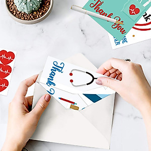 Medical Thank You Cards for Nurses Doctors 36Pcs Medical Cards Healthcare Workers Cards Thank You Doctor Cards with Envelopes and Stickers