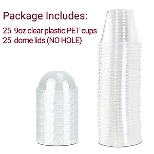 9 oz Clear Plastic Cups with Lids (No Hole) - 25 SETS Disposable Plastic cups for Parfait/Salad/Fruit/Snack, Plastic Dessert Cups for Party, Clear Disposable Plastic Togo Cups for Kids No Leaking