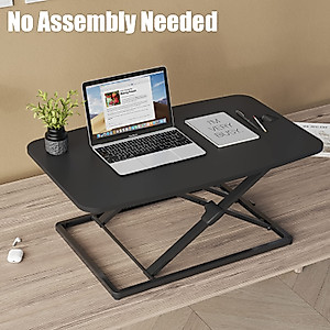 JOY worker Standing Desk Converter, 31 Inch Compact Height Adjustable Stand up Desk Riser, Ultra Low Profile Sit to Stand Desk for Laptop Riser Workstation, Black