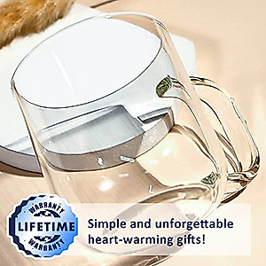 Aquach Glass Mugs 16 oz Set of 2, Large Clear Glass Cup with Handle for Hot/Cold Coffee Tea Beverage, Thicker Quality