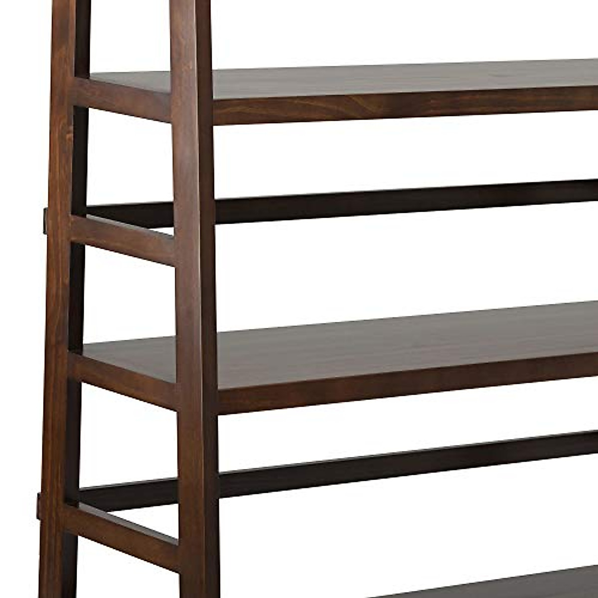 SIMPLIHOME Acadian SOLID WOOD 72 inch x 36 inch Wide Ladder Shelf Bookcase in Brunette Brown with 6 Shelves, for the Living Room, Study and Office
