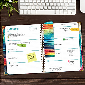 Global Printed Products, HARDCOVER 2024 Planner: (November 2023 Through December 2024) 8.5"x11" Daily Weekly Monthly Planner Yearly Agenda Bookmark, Pocket Folder & Sticky Note Set (Rainbow Oak)