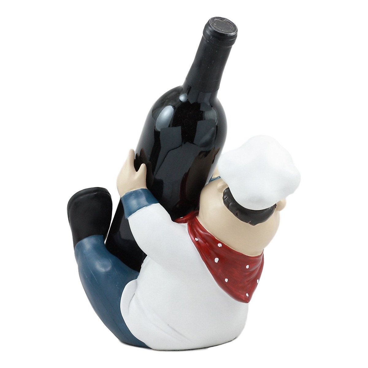 Ebros For The Love Of Wine Fat Chef Marco Hugging Wine Bottle Holder Figurine Kitchen Countertop Wine Cellar Hosting Table Decor Piece