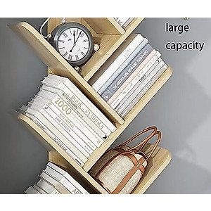 VERAMY 9 Tier Tall Bookshelf Tree Bookshelf with Drawer Corner Bookshelf Floor Standing Bookcase Large Capacity Bookshelf Utility Organizer Shelves for Living Room Bedroom