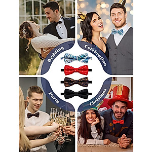 Jecery 30 Pieces Elegant Pre Tied Bow Ties for Men with Adjustable Floral Neck Band Bowties for Pre Tied Set