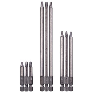 Rocaris 9 Pack 1/4 Inch Hex Shank Long Magnetic Square Head Screwdriver Bits Set Power Tools SQ2 For Poket Hole Jig- 2 inch, 4 inch, 6 inch