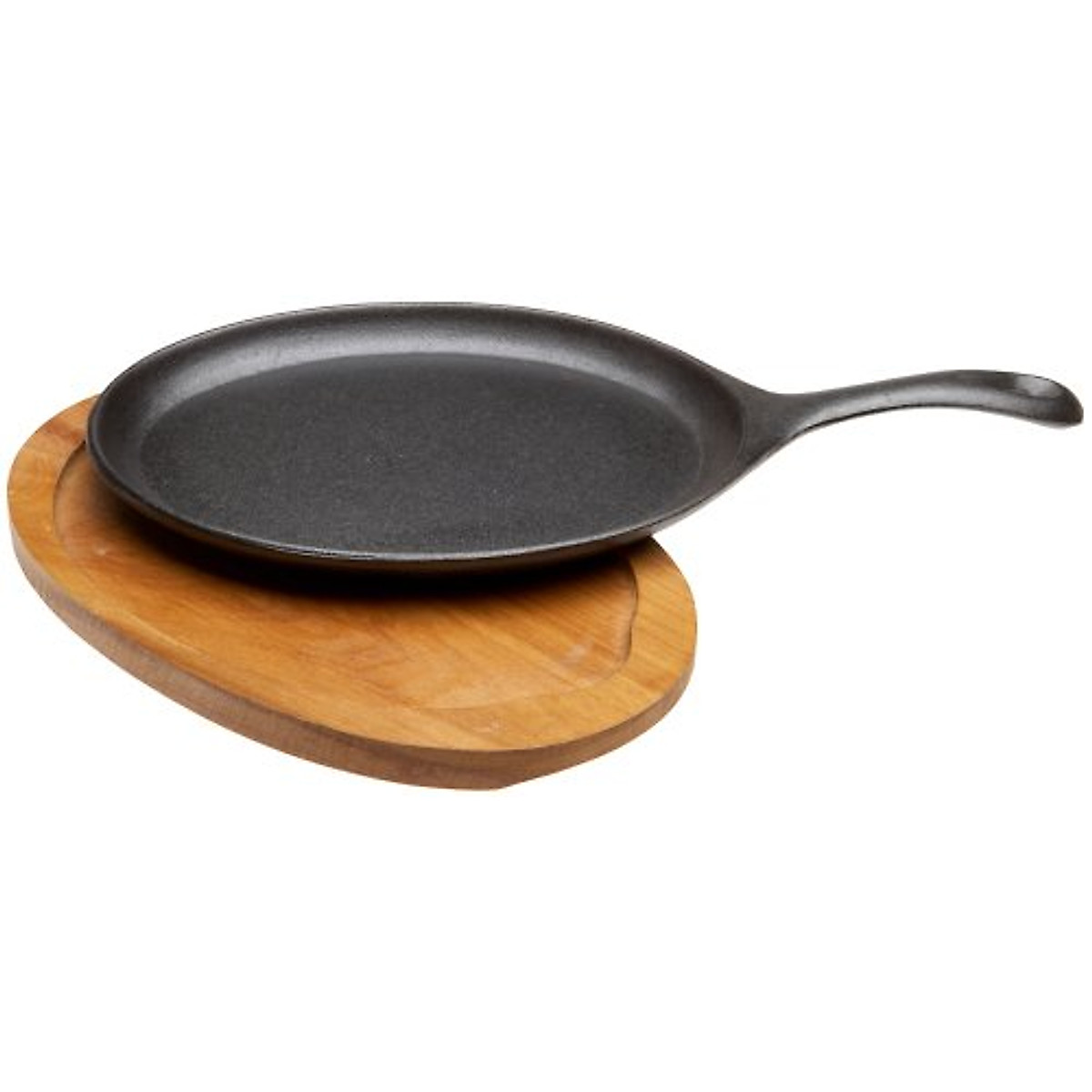 Fajita Plate Set - Pre-seasoned Cast Iron Fajita Pan with Wooden Tray and Hot Mitt by Old Mountain