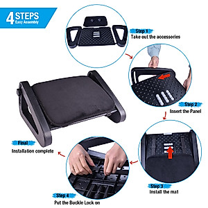 Under Desk Footrest with Massage Surface Ergonomic 6 Height Position Adjustable Foot Stool with Firm Non-Slip Legs for Home Office