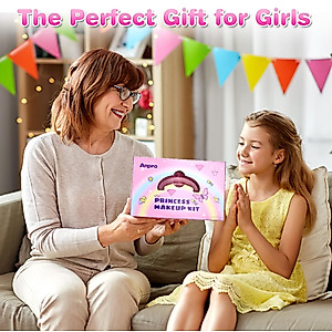 Anpro Kids Makeup Kit for Girl - 68PCS Safe & Washable Makeup for Girls,Play Real Makeup Girls Toys,Make Up for Little Girls,Non-Toxic Makeup kit,Valentines Day Gifts for Children Age 3-12 (Pink)