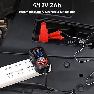 TPE Smart Battery Charger, 2 Amp Automatic Battery Charger 6V 12V Battey Charger Maintainer