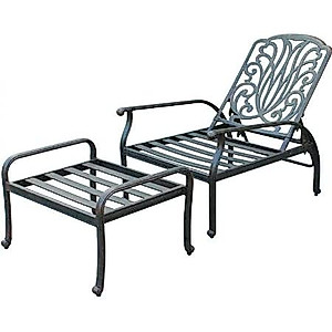 PatioLand Elizabeth Outdoor Patio 5pc Adjustable Club Chairs Cast Aluminum - Antique Bronze (Olefin Walnut Cushion)