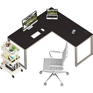 SHW Home Office 55"x60" Large L Shaped Corner Desk, 24" Deep, Espresso