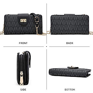MKP Women Fashion Small Crossbody Shoulder Bags Cell Phone Purse Wallet Clutch Bag Credit Card Holder Clutch Wallets w/Removable Strap (Black)