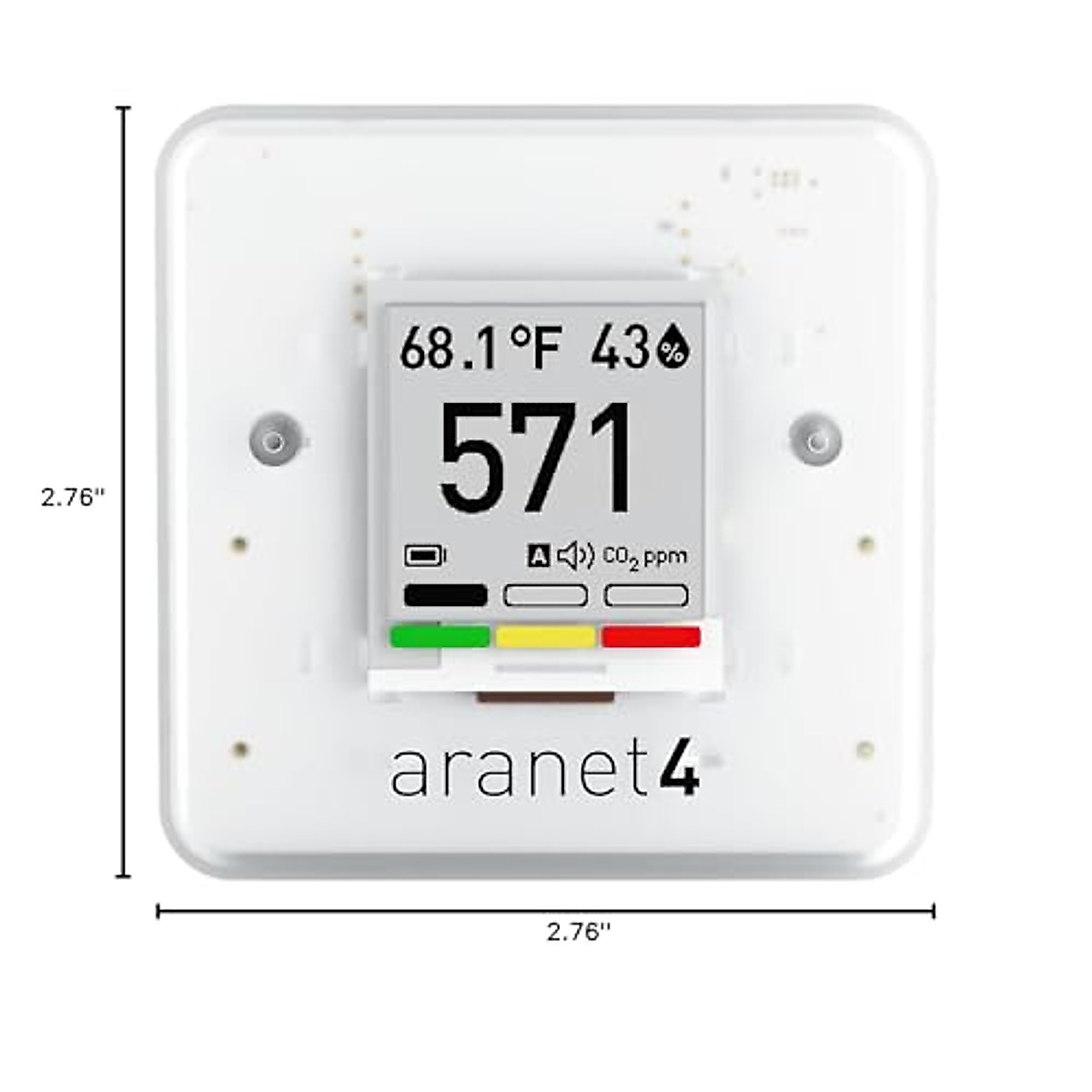 SAF Aranet4 Home: Wireless Indoor Air Quality Monitor for Office or School (CO2, Temperature, Humidity and More) Portable, Battery Powered, E-Ink Screen, App for Configuration & Data History
