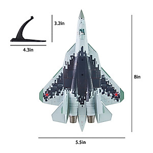 HANGHANG 1/100 SU 57 Fighter Jet of The Russian Air Force Plane Metal Fighter Military Model Diecast Plane Model for Collection or Gift