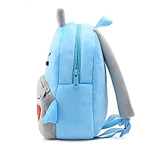 Ladyzone Toddler Backpack Zoo Animals Backpacks Cute Plush Bag Cartoon 10" Preschool Book Bag For 2+ Years Girls Boys (Shark)