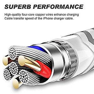 [Apple MFi Certified] 6Pack[3/3/6/6/6/10ft] iPhone Charger Lightning Cable Compatible iPhone 14ProMax/14Pro/14/14Plus/13Pro/13/12Pro/12/11 and More-Silver&White