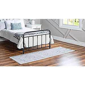 Unique Loom Noble Collection Country, Traditional, Distressed, Vintage, Geometric, Border, Medallion Area Rug, 2' 7" x 9' 11", Blue/Beige