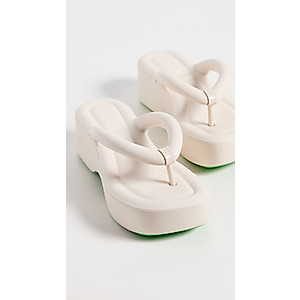 Melissa Women's Free Platform Flip Flops, Green/Beige, 8 Medium US